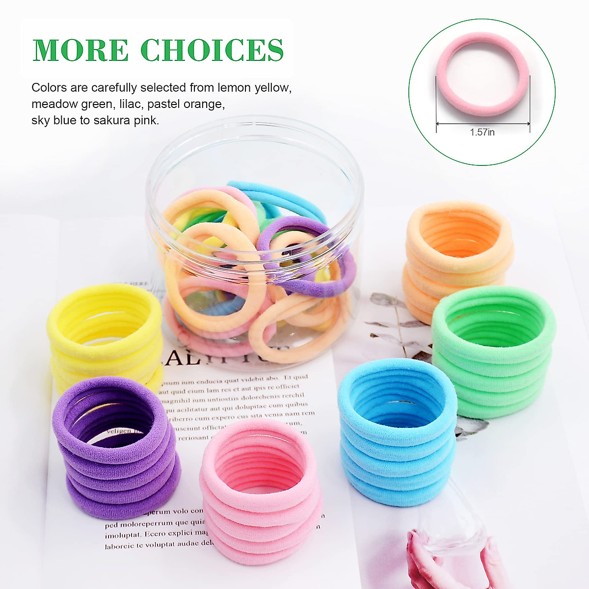48PCS Seamless Hair Ties Macaron Rainbow Colorful High Elastic Ponytail Holders Hair Bands for Women Girls Teens Children Thick Hair Thin Hair Braided Accessories No Damage Stretchy Gift for Her