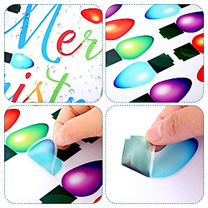 91 Pieces Christmas Wall Stickers Christmas PVC Merry Christmas Lights Bulb Wall Decals for Christmas Decoration
