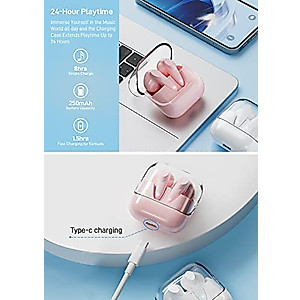 Bluetooth Wireless Earbuds,Immersive Sound Premium Deep Bass Hi-Fi Stereo Headset Bluetooth 5.2 Ear buds with Mics Call Noise Cancelling Lightweight Earphones for iOS,Android,Workout Sport Office