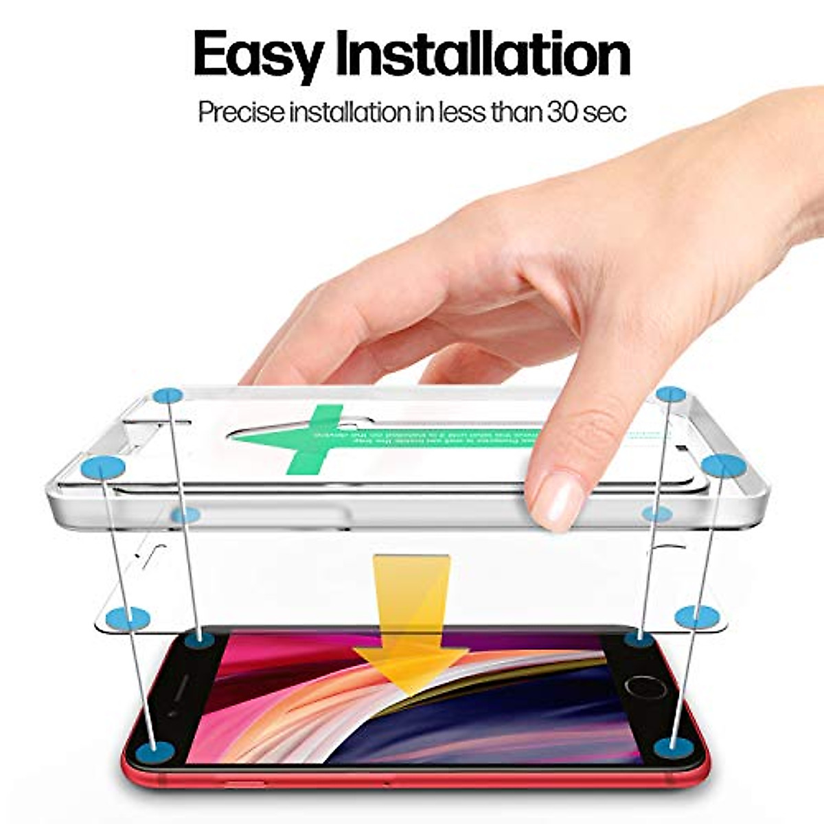 Power Theory 2-Pack Screen Protector for iPhone SE 2nd & 3rd Gen Premium Shatter Resistant Tempered Glass [9H Hardness], Easy Install, HD Clear, Bubble Free, Case Friendly, [Anti-Scratch], Anti-Smudge