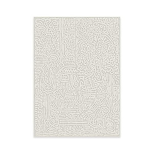 RUGGABLE x Keith Haring Washable Rug - Perfect Area Rug for Living Room Bedroom Kitchen - Child Friendly - Stain & Water Resistant - Freestyle Pearl 5'x7' (Standard Pad)