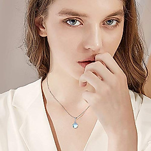 CUOKA MIRACLE Moonstone Necklace Choker Necklace for Women 925 Sterling Silver Simple Elegant Moonstone Necklace Rainbow Synthetic Moonstone Jewelry Birthday Gift for Women