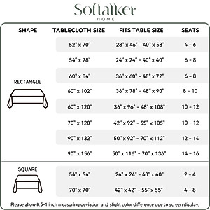 Softalker Rectangle Tablecloth, Waterproof & Stain Resistant Table Cloths Wrinkle Free Fabric Washable 210GSM Polyester Table Cover for Dining/Party/Outdoor - 52 x 70 inch,Orange