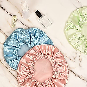 SMILCO 4 Pack Shower Caps, Double Waterproof Layers Reusable Bath Caps for Women Hair Protection