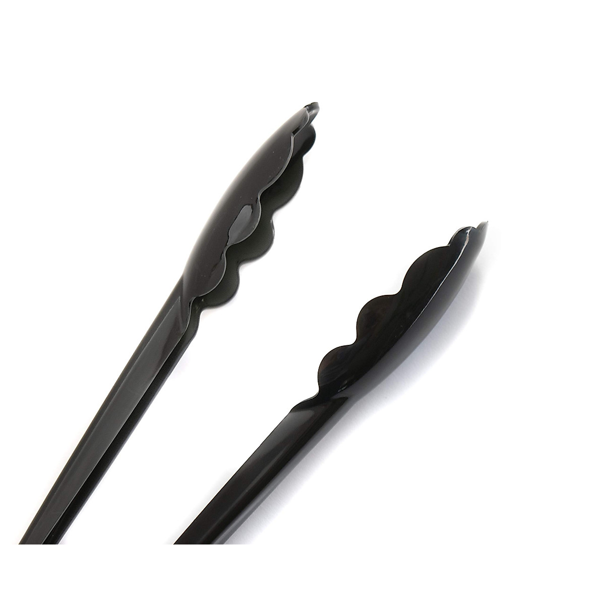 6 Heavy Duty Black Serving Tongs - 9 Inch Plastic Disposable Tongs (Оne Расk)