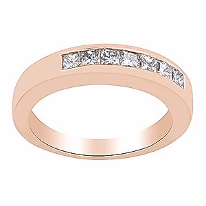 0.5 Cttw Princess Shape White Diamond Engagement Wedding Band Ring 14K Solid Rose Gold,Ring Size-12