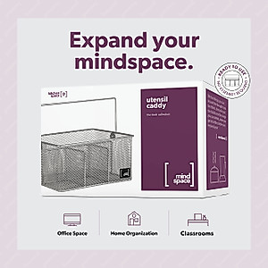 Mindspace Utensil Holder, Kitchen Condiment Organizer and Flatware Utensil Caddy | The Mesh Collection, Silver