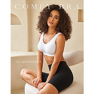 Womens Sports Bras, Yoga Comfort Seamless Stretchy Sports Bra for Women 3 Pack Black