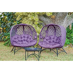 FlowerHouse FHPC400-FOL-SET Cozy Pumpkin Loveseat Flower of Life Conversation Set, Purple