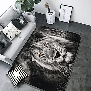XYHH Area Rug Black and White Gray Lion Head for Living Room Dining Room Bedroom playroom Parent-Child Game mat Study Office Room Decor lz Gray,white 39x60in