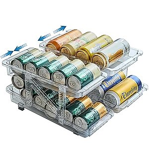 GTPYRPZH 2 Pack Soda Can Organizer,Width Adjustable Soda Can Dispenser for Refrigerator,Beverage Pop Can Holder for Fridge,for Pantry,Cabinet,Countertop,(Clear)