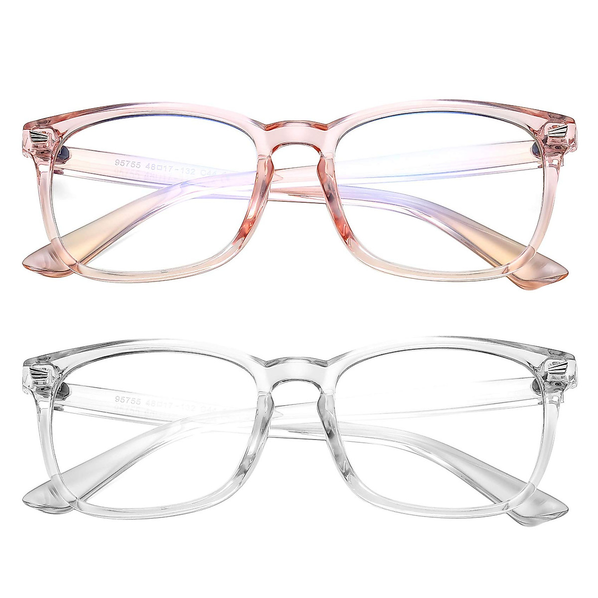 Hycredi Kids Blue Light Blocking Glasses，Anti Eyestrain & UV Protection, Computer Gaming TV Phone Glasses for Boys Girls (Clear Pink+Clear)