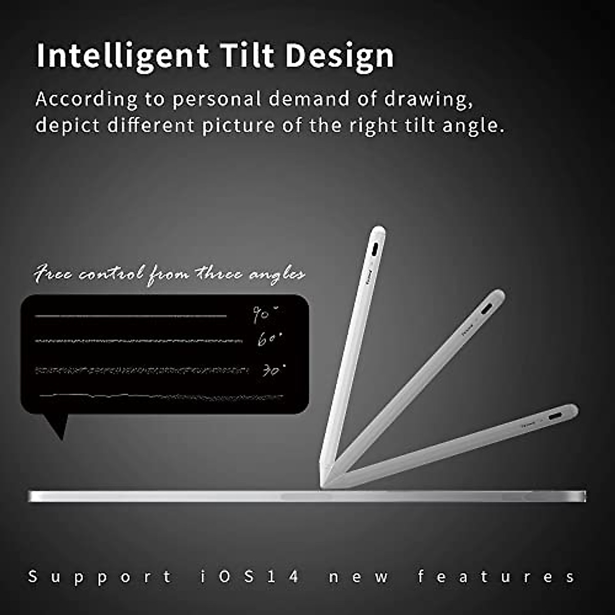 Penoval Stylus Pen for iPad Pencil Tilt Sensitivity Active Stylus Pens, Palm Rejection Pen, A4 Pro Black, Compatible with iPad Pro 11/12.9, iPad Air 4, iPad Series(2018-2021)