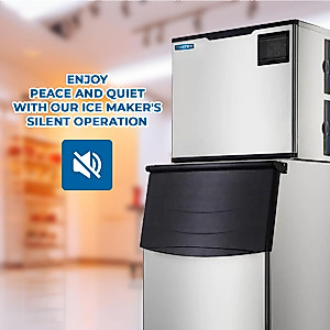 Commercial Ice Maker 500 Pounds Per Day with 375 lbs Storage Bin – Stainless Steel Industrial Modular Ice Half Cube Machine – Quiet Operation – Air Cooling System - by Foster