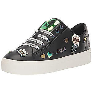 Karl Lagerfeld Paris Cate Shoes – Sneakers for Women with Iconic KLP Pins, Deep Black, 5