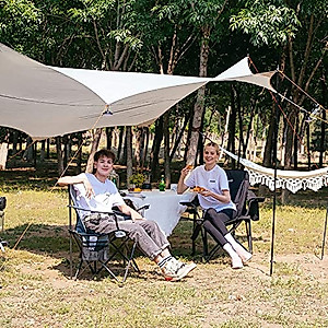 KingCamp Oversized Folding Camping Chair for Adults Portable Outdoor Lawn Heavy Duty with Cooler, Cup Holder, Side Pocket,Carry Bag, 2 Pack, Grey