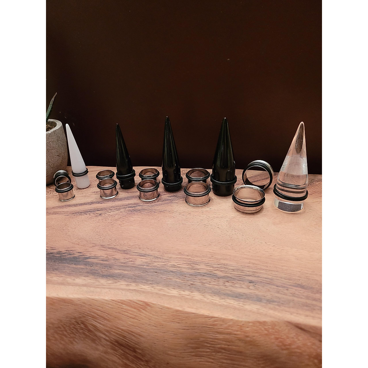 Zaya Body Jewelry 15 Pc Huge Tapers Ear Stretching Kit Black Clear White Tapers and Surgical Steel Tunnels 0g-1 inch Holey Butt'r (00g 7/16" 1/2" 9/16" 5/8")