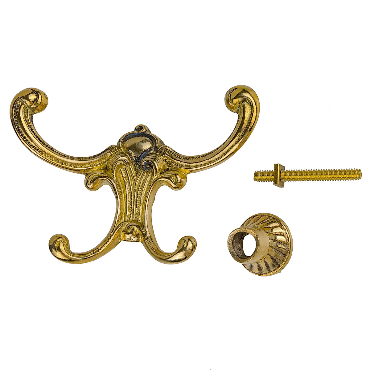 UNIQANTIQ HARDWARE SUPPLY Victorian Double Solid Brass Hat and Coat Hook | Hall Tree, Rack Mount Vintage Coat Hooks for Hanging Garment | UA-731-PB (1)
