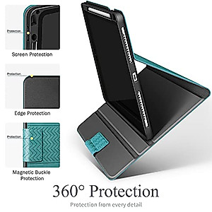 auaua Case for iPad Pro 12.9 6th/5th/4th/3rd Generation 2022/2021/2020/2018, Slim Durable Leather Stand Cover with Pencil Holder, Auto Sleep/Wake (Green)