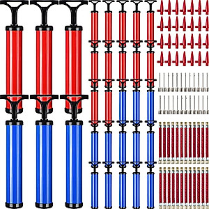 Xinnun 30 Sets Ball Pump Bulk Portable Hand Air Pump Sports Ball Tool with Needle, Nozzle, Extension Hose Inflator Kit for Soccer Football Basketball Rugby Volleyball Balloon Swim Inflatables