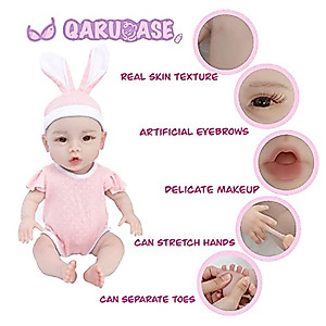 QARUQASE Lifelike Reborn Baby Doll - 19 Inch Skeleton, Silicone Full Body Realistic Newborn Girl, Soft Body, Waterproof