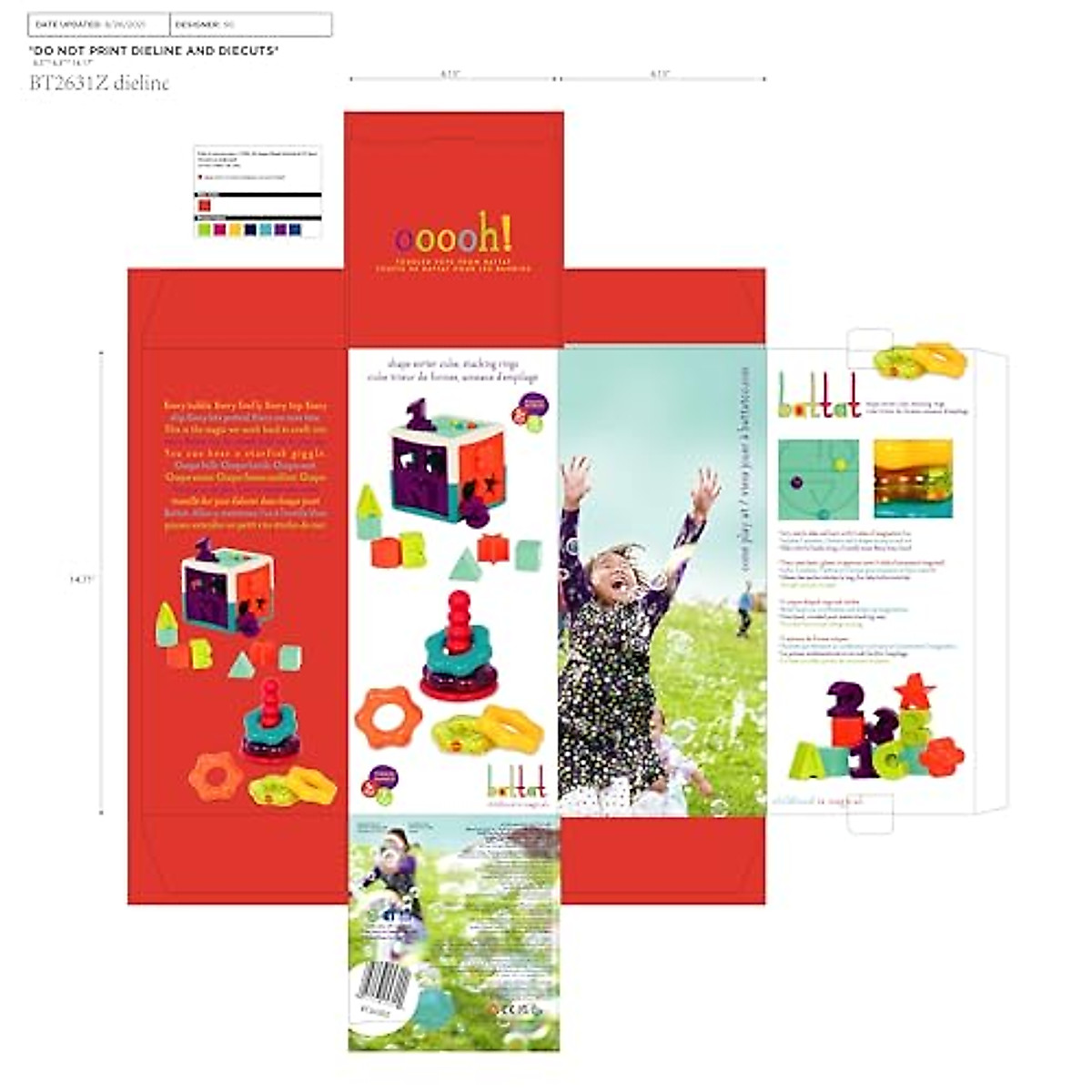 Battat – Sort & Stack Combo – 17-Piece Sensory Sorting Set – Activity Cube With Bead Maze – Educational & Dexterity Toys – 2 Years + – Shape Sorter Cube + Stacking Rings