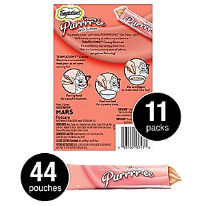 Temptations Creamy Puree with Salmon Lickable, Squeezable Cat Treats, 0.42oz Pouches, 4 Count (Pack of 11)