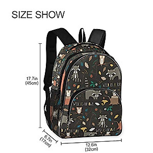 ALAZA Raccoon Owl Cartoon School Bag Casual Daypack Book Bags for Primary Junior High School