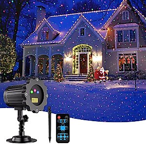Laser Christmas Projector Lights Outdoor, Christmas Decorations Stars Light Show, Holiday Projector Decorations for House/Garden/Party
