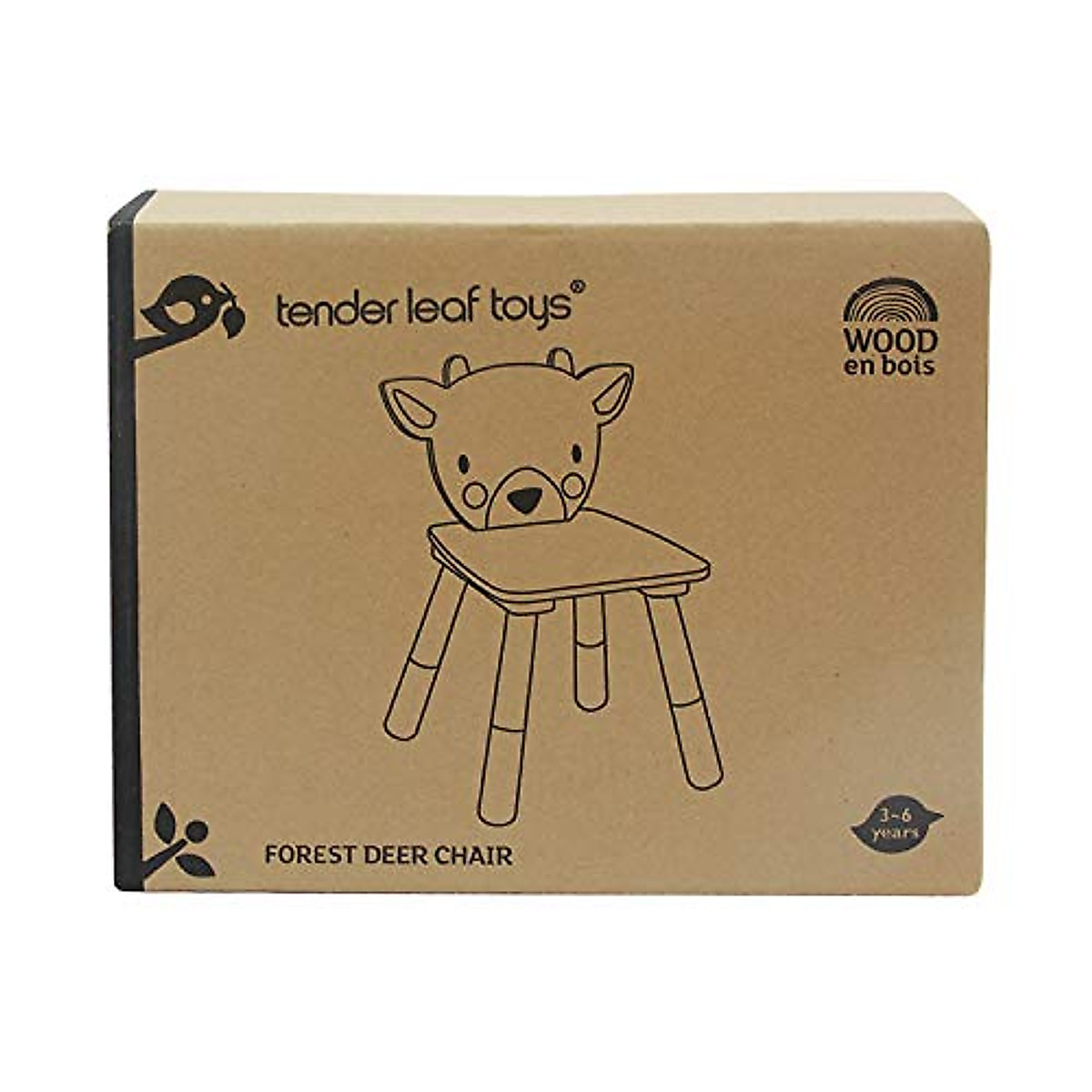 Tender Leaf Toys - Forest Table and Chairs Collections - Adorable Kids Size Art Play Game Table and Chairs - Made with Premium Materials and Craftsmanship for Children 3+ (Forest Deer Chair)