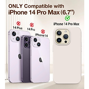 GONEZ for iPhone 14 Pro Max Case Silicone, Compatible with Magsafe, with 2X Screen Protector + 2X Camera Lens Protector, Liquid Silicone Shockproof Protective iPhone 14 ProMax Case, Stone