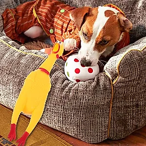 NUOBESTY Yellow Rubber Chicken Novelty Screaming Chicken Prank Yellow Rubber Squawking Chicken Noise Maker Funny Rubber Chicken Pet Toy, 6 Pack