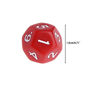 BUZHI 10pcs Portable 12 Sided Acrylic Number Dice Multicolor for Dungeon & Dragon Game Accessories Table Games Toy Supplies