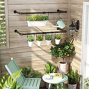 GREENSTELL Clothes Rack,36.2 Inch Industrial Pipe Wall Mounted Garment Rack,Space-Saving Hanging Clothes Rack,Heavy Duty Detachable Garment Bar,Multi-Purpose Hanging Rod for Closet 2 Base (2 Pack)