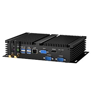 Kinupute Industrial Mini PC, Fanless Desktop Computer i7-1165G7 Windows 10 Pro, 16G DDR4, 256G SSD, 2xCOM, HDMI/VGA Port, 4K, Gigabit Ethernet, BT4.0/2.4G+5G WiFi for Industry Office HTPC, Metal Case