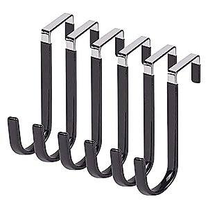 UUYYEO 6 Pcs 13cm Over The Door Hooks Bathroom Door Hooks Back of Door Towel Racks Glass Door Towel Hangers Clothes Hanging Door Hooks Black