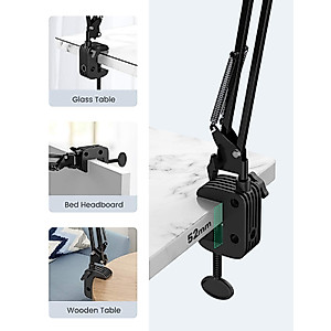 UGREEN Tablet Stand Holder for Bed Long Arm Adjustable Tablet Mount Flexible Clamp Desktop Stand Overhead Compatible for iPad Pro 10.5,9.7, Air Mini 5 4 3 2, iPhone, E-Reader, Black