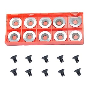 Ci0 16mm Round Carbide Inserts Cutters Knifes Indexable Replacement with Screws Fits For Full And Pro Size Popular DIY Wood Turning Finisher Hollower Tools Woodworking Lathe 10pcs