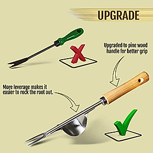 Betus Manual Hand Weeder - Bend-Proof Leverage Base for Super Easy Weed Removal & Deeper Digging - Sturdy Chrome Plated Steel - Compact Garden Weed Puller Tool for Yard Lawn and Farm