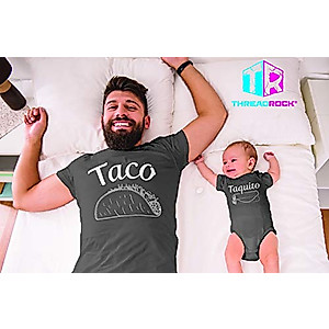 Threadrock Taco & Taquito Infant Bodysuit & Men's T-Shirt Matching Set (Baby: 12M, Charcoal|Men's: XL, Charcoal)