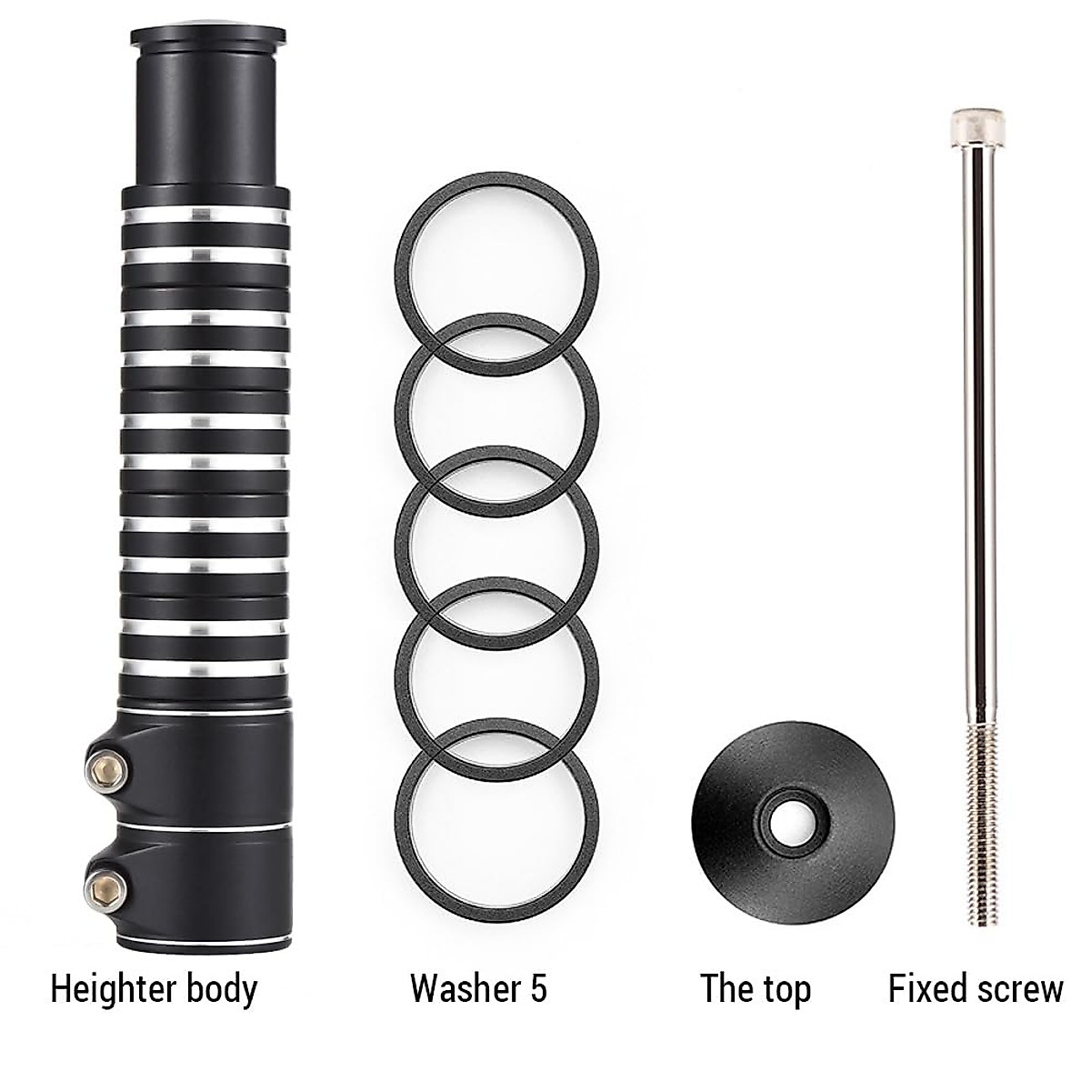 LIXADA Bike Stem Riser, Bike Fork Stem Extender, Handlebar Riser Adapter, Suitable for Mountain Bike, Road Bike, MTB, ect.(Aluminium Alloy, Adjustable, Black)