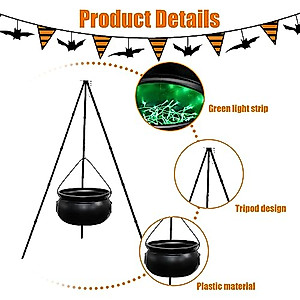 Witches Cauldron Large Halloween Cauldron on Tripod with Lights Cauldron Halloween Decor Black Witch Cauldron for Outdoor Halloween Yard Decorations