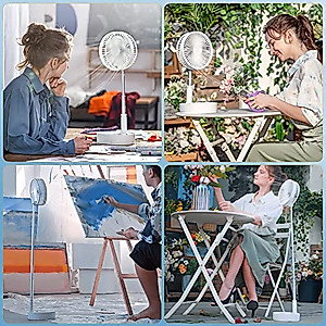 LIPETY Foldable Oscillating Standing Fan with Remote Control, 8" Portable Desk Quiet Fan, 7200mah Rechargeable USB Small Fan, Folded Floor Pedestal Fan for Bedroom Office Camp Travel