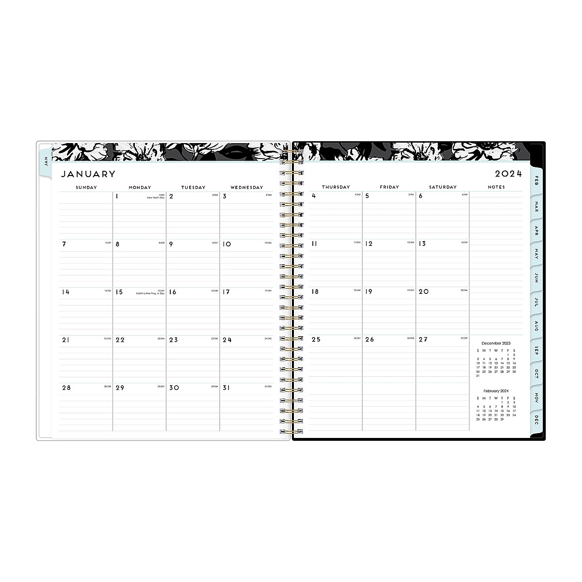 Blue Sky 2024 Monthly Planner, January - December, 8" x 10", Clear Pocket Cover, Wirebound, Baccara Dark (110216-24)