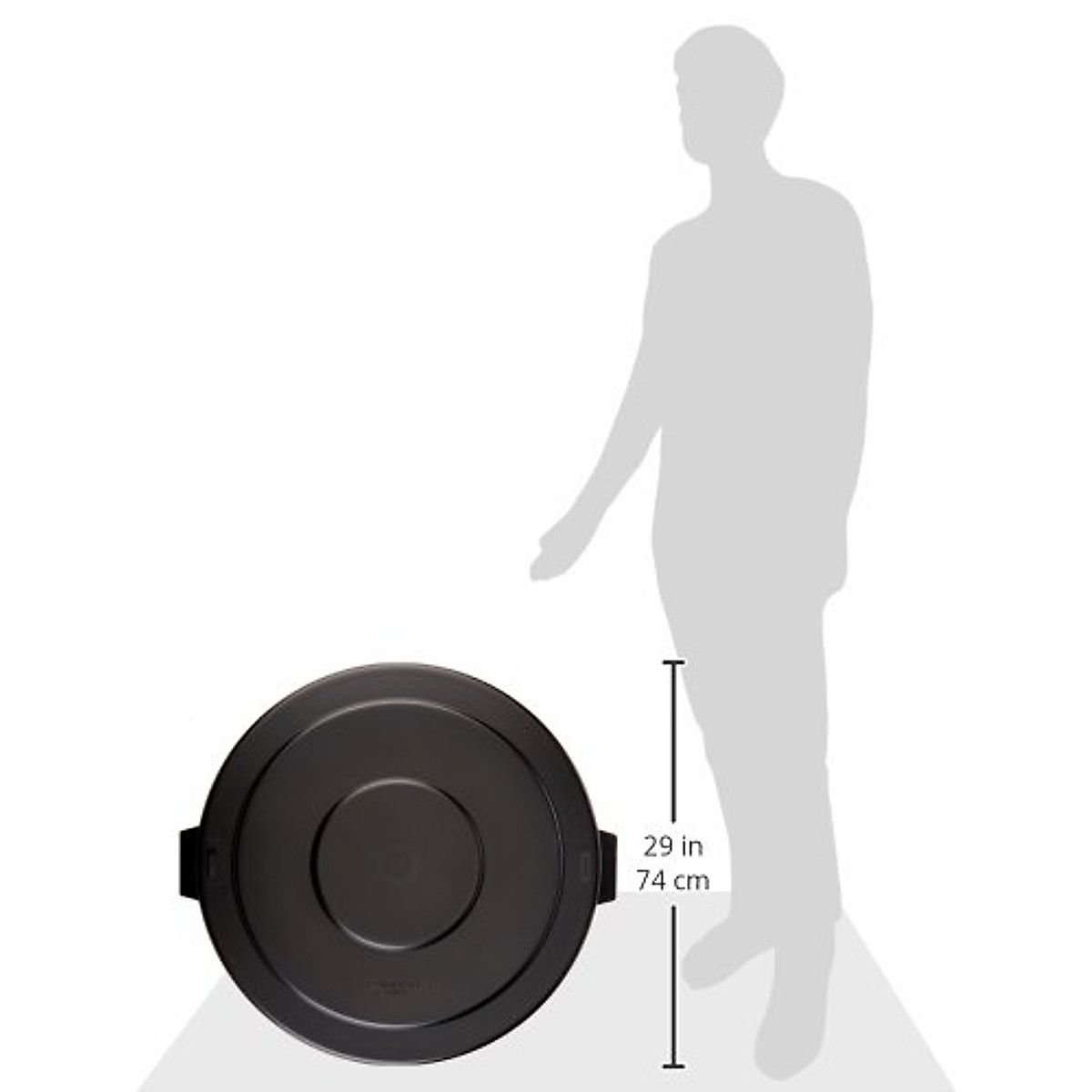 Carlisle FoodService Products 34105603 Bronco Round Waste Container Lid, 29.81" Length, 29.81" Width, 2.25" Height, Polyethylene (LLDPE), Black, 55 gal (Pack of 2)