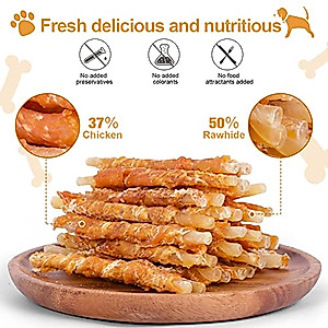 Pawant Chicken Wrapped Rawhides for Dogs Treats Puppy Training Snacks Sticks Dog Rawhide Chews All Natural Dog Treats 1lb