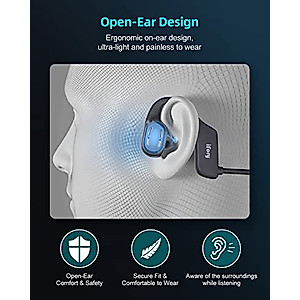 iFory Bone Conduction Headphones, Open Ear Bluetooth 5.2 Sports Headset Built with mic, 10h+ Hours Playtime Waterproof Sweat Resistant Wireless Earphones for Workouts, Running
