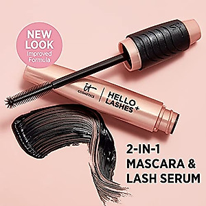 IT Cosmetics Hello Lashes+ Volumizing Mascara & Lash Serum - Easy-to-Remove Formula - With Biotin, Argan Oil & Jojoba Oil - 0.27 fl oz
