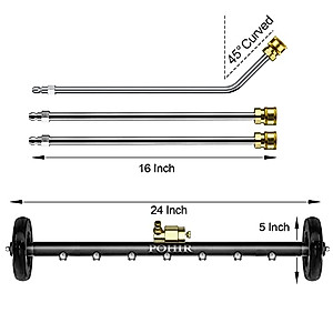 POHIR Undercarriage Pressure Washer Attachment Pro Max 24", Surface Cleaner Water Broom with 3pcs Extension Wand and Quick Connect Pivot Coupler 4000psi, 2 in 1 Underbody Car Washer