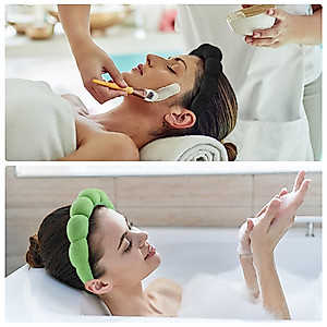 Ztomine 2 Count Hairband, Set of 2 - Thick, Soft, Plush, Absorbent Terry Cloth Spa Headbands for Washing Face or Facial - Puffy Makeup Headbands for Face Washing, Mask, Skin Treatment